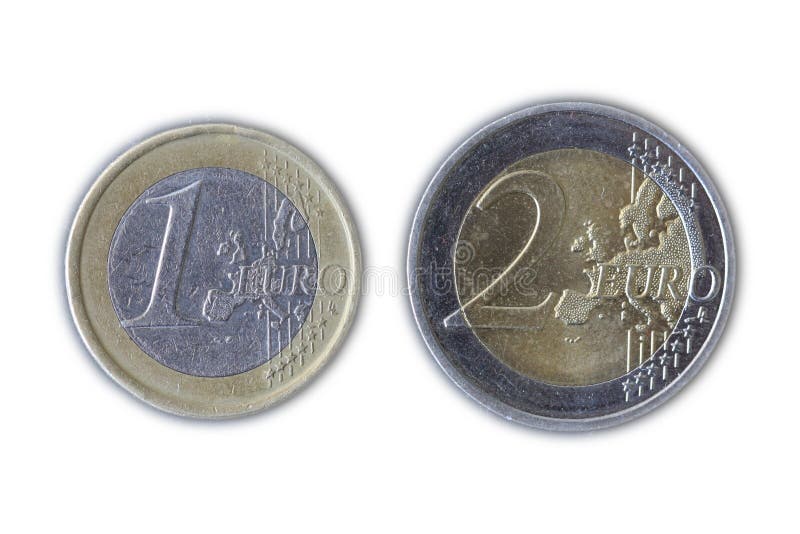 One and Two Euro Coin stock image. Image of market, scrappy - 27858823