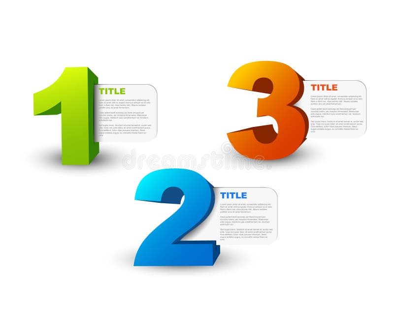 One Two Three - 3D Vector Progress Icons Stock Vector - Illustration of ...