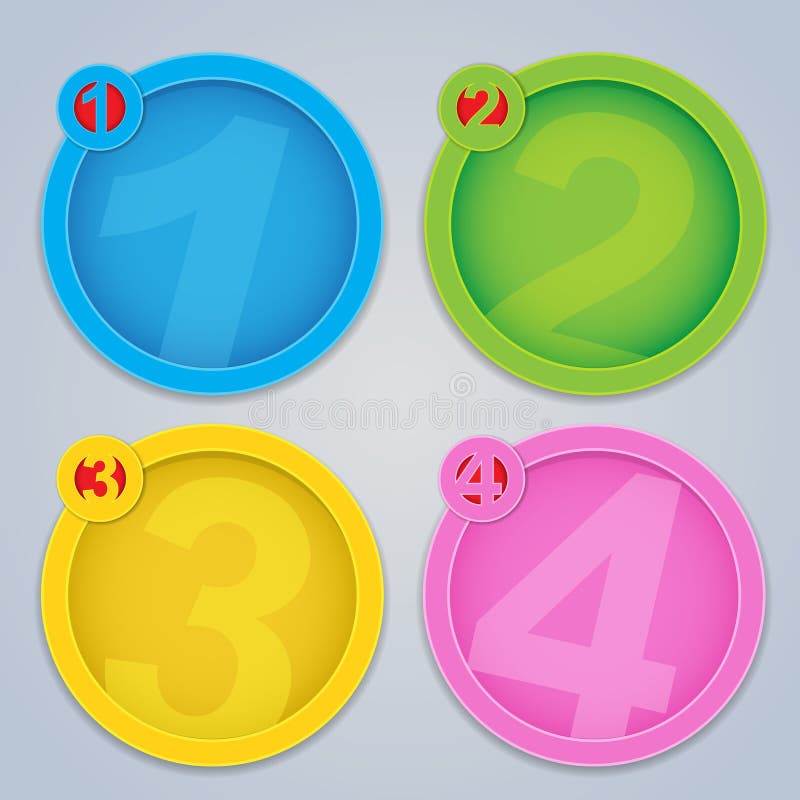 One, Two, Three Vector Progress Icons in White Stock Vector ...