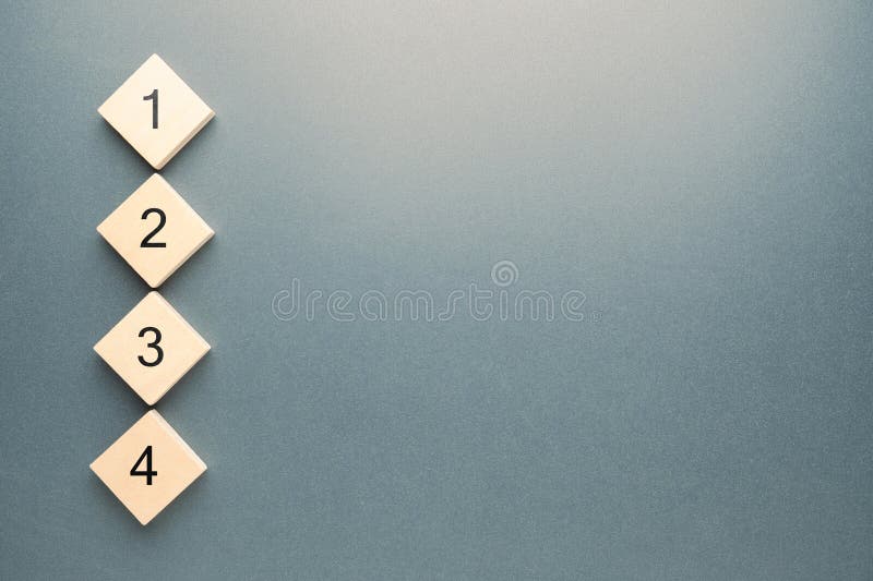 One, Two, Three, and Four Number on Wood Blocks Stock Photo - Image of ...