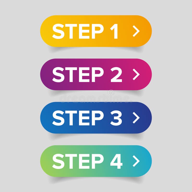 One Two Three Four Progress Bar Button Stock Vector - Illustration of ...