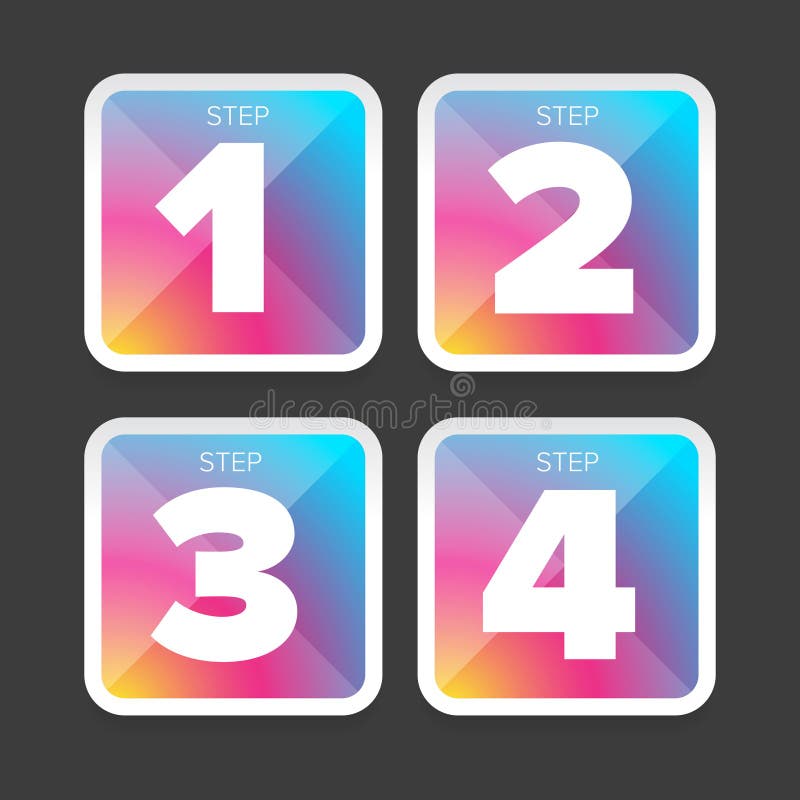 One Two Three Steps Progress Bar Stock Vector - Illustration of ...