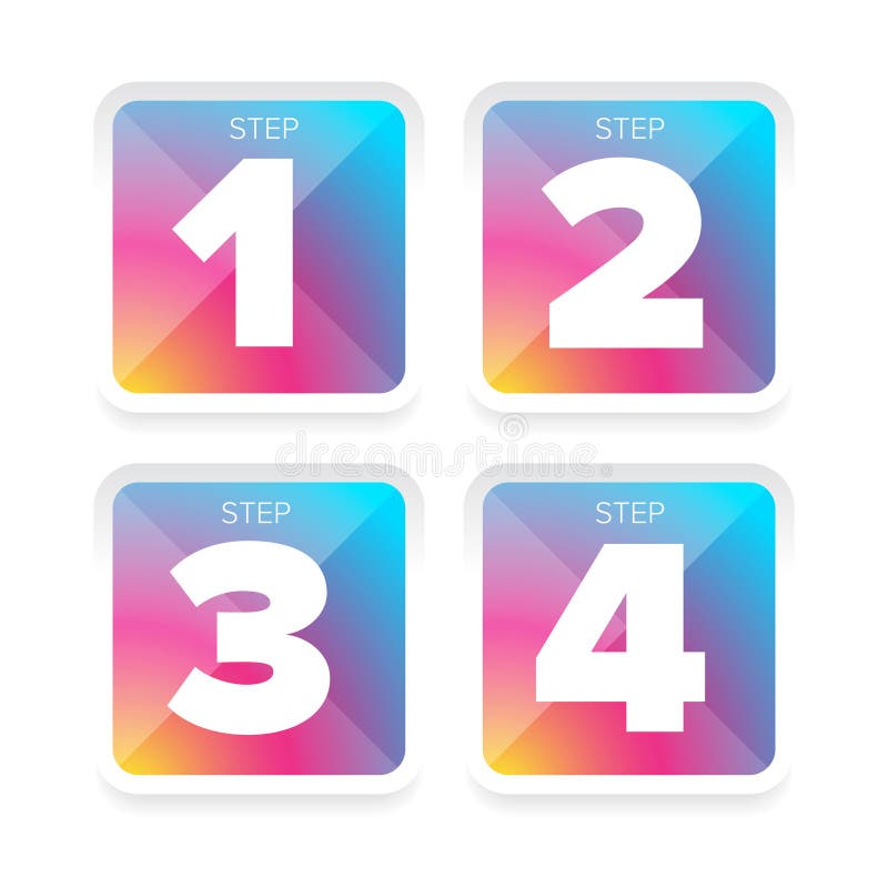 One Two Three Four steps stock vector. Illustration of number - 88853249
