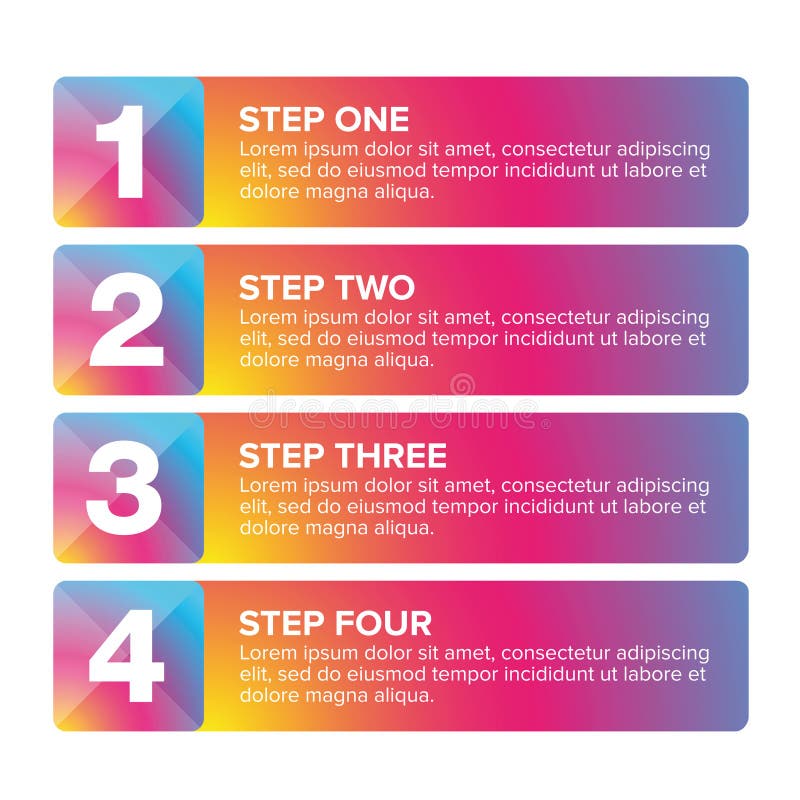 One Two Three Four Steps Progress Bar Stock Vector - Illustration of ...