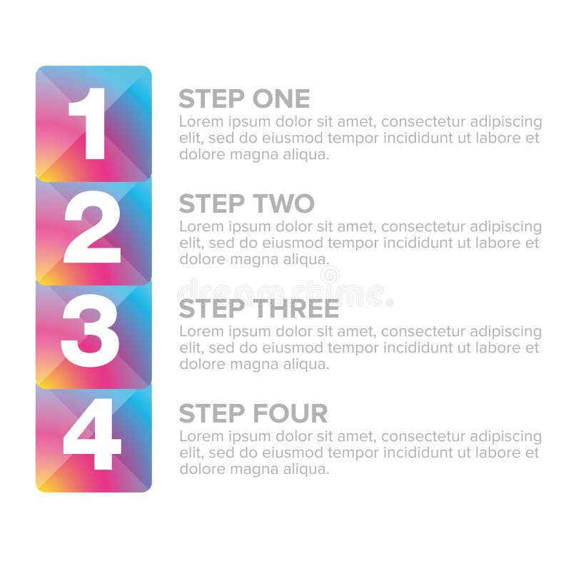 One Two Three Four Steps Progress Bar Stock Vector - Illustration of ...