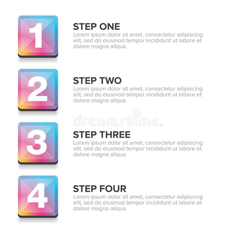 One Two Three Four Steps Progress Bar Stock Vector - Illustration of ...