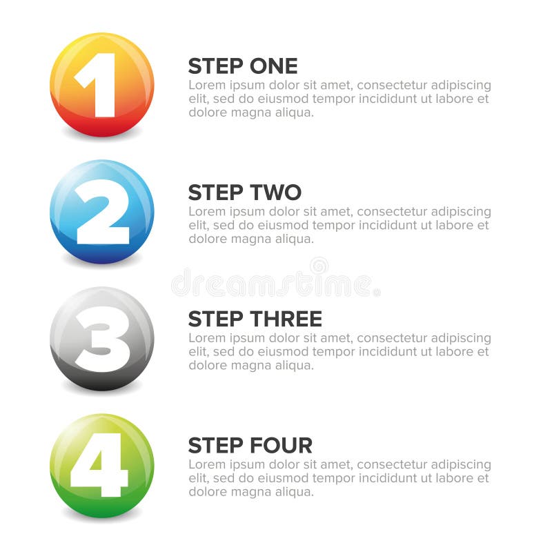 One Two Three Four Steps Progress Bar Stock Vector - Illustration of ...