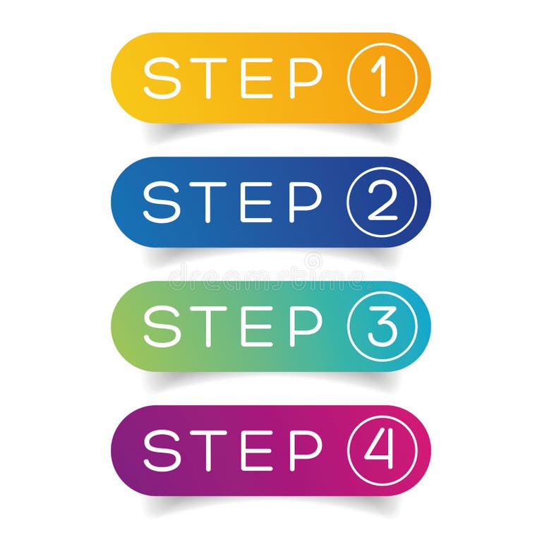 One Two Three Four Steps Progress Stock Vector - Illustration of modern ...