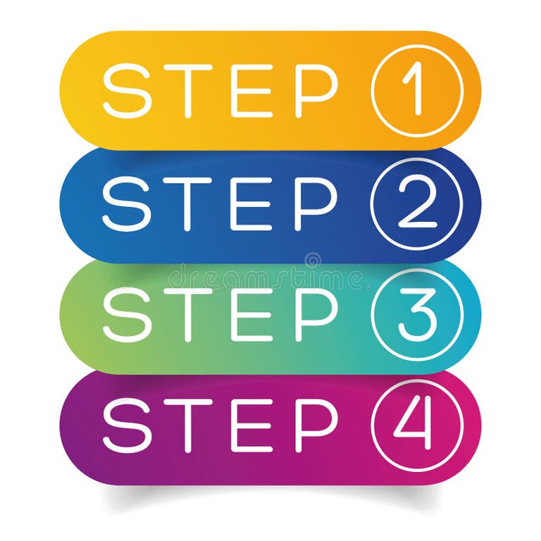 One Two Three Four Steps Progress Stock Vector - Illustration of banner ...