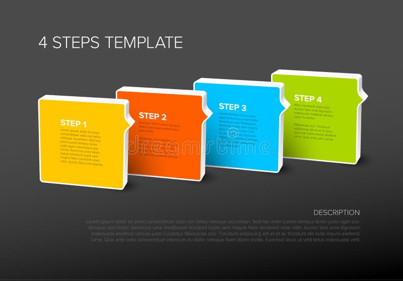 Four Vector Square Blocks Template for Progress Steps Stock Vector ...