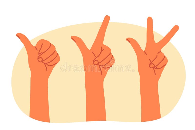 One two three hand gesture stock illustration. Illustration of three ...
