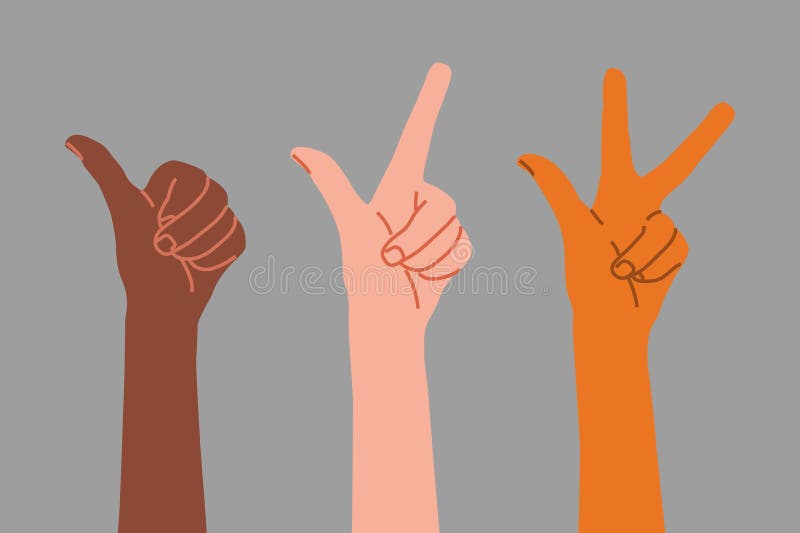 One two three hand gesture stock illustration. Illustration of design ...