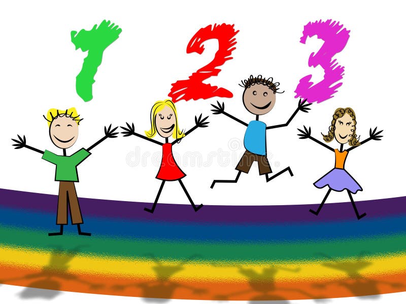 One Two Three Indicates Counter Numbers and Learn Stock Illustration ...