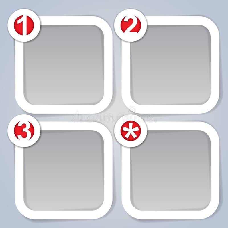 One, Two, Three and Star, Square Progress Labels I Stock Vector ...