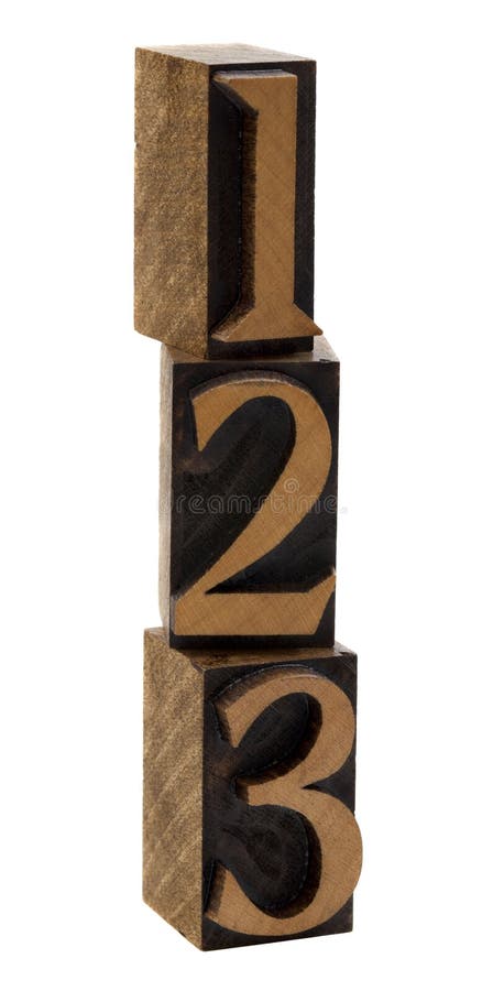 Numbers in Vintage Wood Letterpress Types Stock Photo - Image of ...