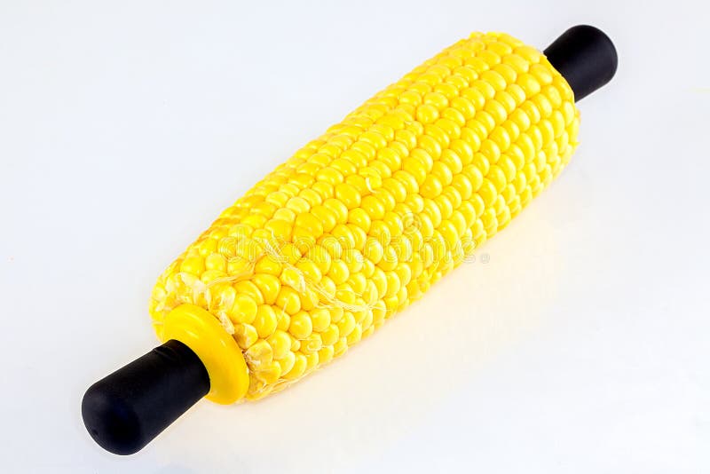 A Single Corn on the Cob on a White Background. Stock Photo - Image of ...