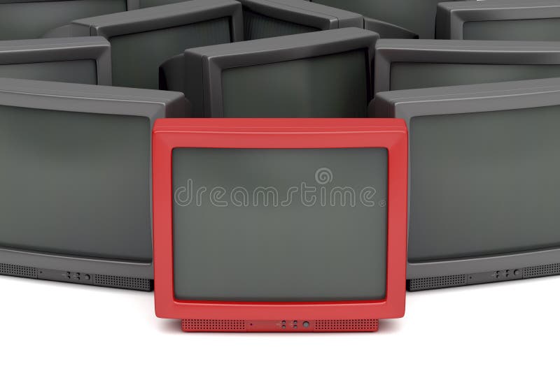 One Unique Red Tv in Front of Others Stock Illustration - Illustration ...