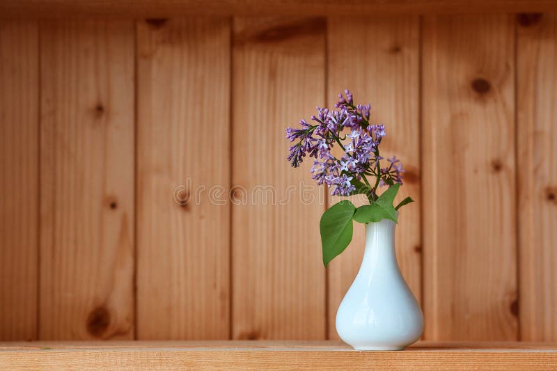 One Vase with Flowers at Wooden Background Stock Image - Image of ...