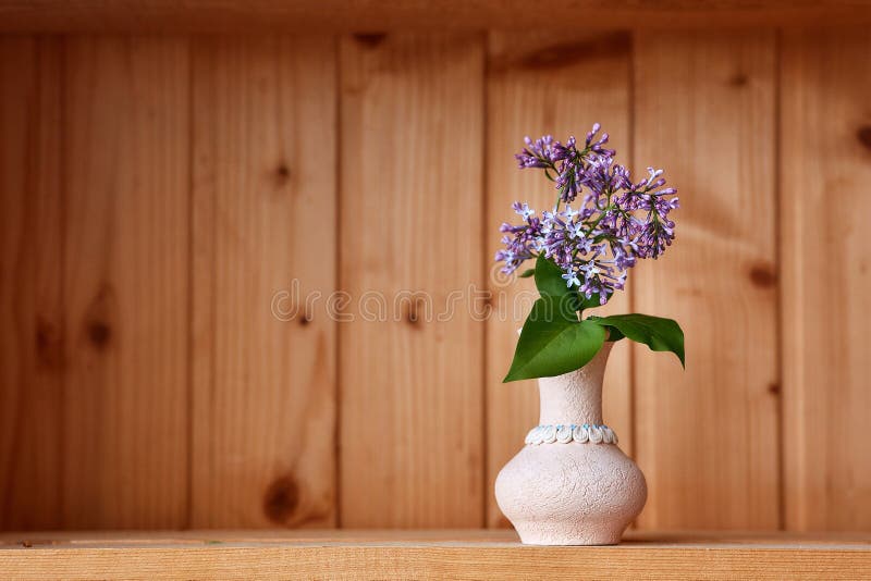 One Vase with Flowers at Wooden Background Stock Image - Image of ...