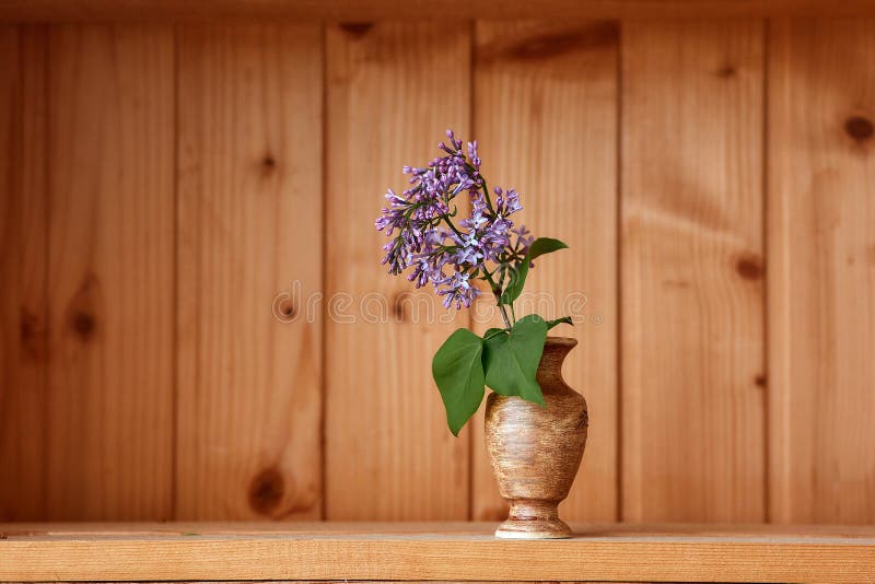 One Vase with Flowers at Wooden Background Stock Image - Image of ...