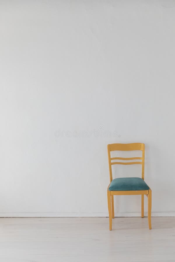 One Vintage Empty Chair in White Room Interior Stock Image - Image of ...