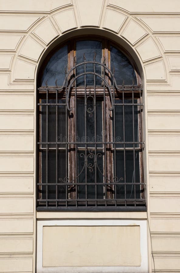 One Vintage Front Glass Windows of an Old House Stock Photo - Image of ...
