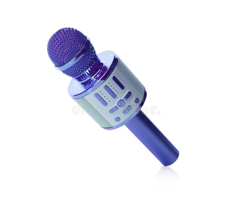 One Violet Blue Karaoke Microphone Isolated on White Stock Photo ...