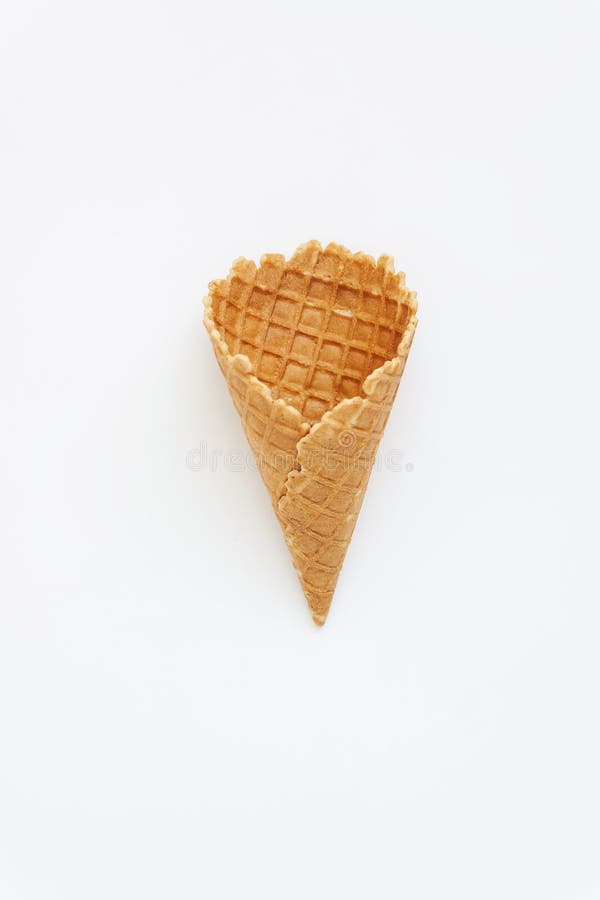 One Waffle Cone, Top View, Isolated on White Background Stock Image ...
