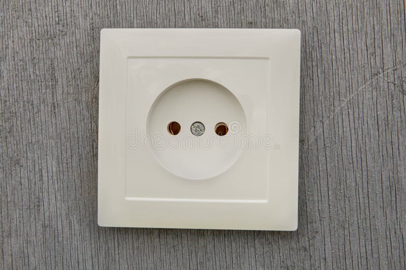One Wall Electrical Power Socket White, Square Shape, Close-up. Stock ...