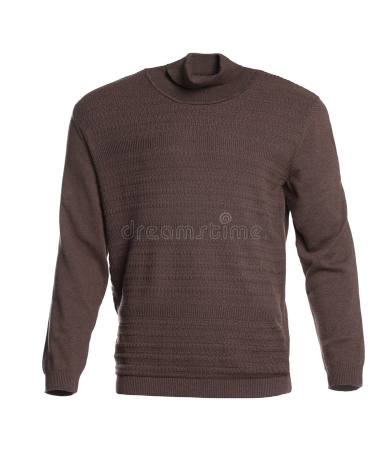 One Warm Brown Sweater Isolated on White Stock Image - Image of ...