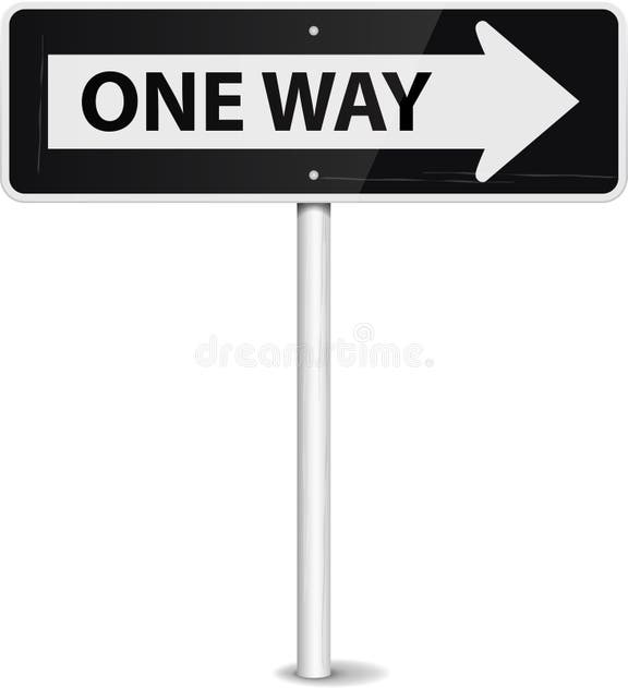 One Way Traffic Road Sign White Arrow Blue Background Stock ...