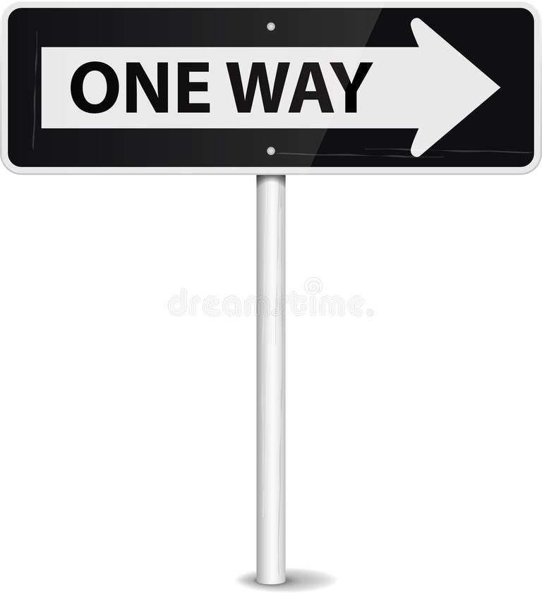 One Way Traffic Road Sign White Arrow Blue Background Stock ...