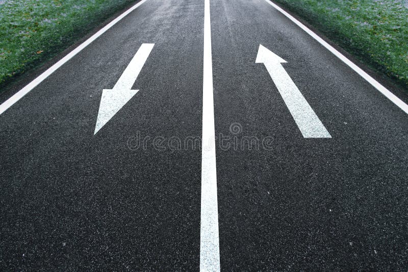 One way asphalt road signs stock image. Image of surface - 91836485