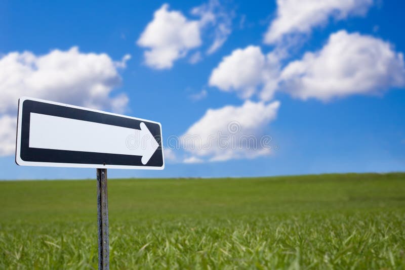 One Way Direction Sign and Landscape Stock Photo - Image of four, blue ...