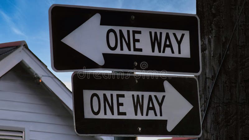 One Way Direction Signs Give Conflicting Instructions Editorial ...