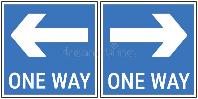 One Way Right and Left Arrow Square Sign Blue Direction Facility Vector ...