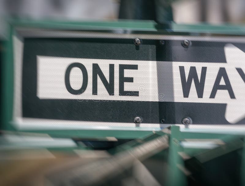One Way Sign Along City Streets, NYC Stock Photo - Image of manhattan ...