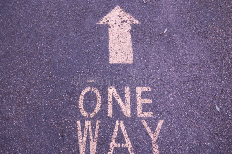 One Way Sign and Arrow Painted on Asphalt Surface Stock Photo - Image ...