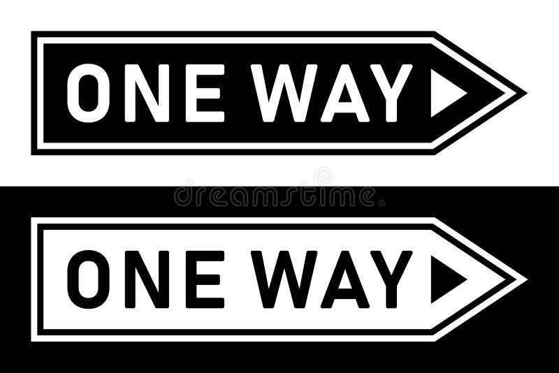 One Way Sign. Black and White Road Direction Arrow Sign. Vector ...