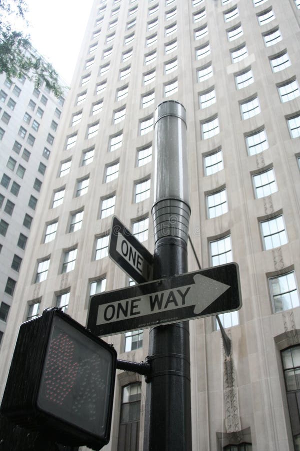 One Way Sign in New York City Stock Photo - Image of building, window ...