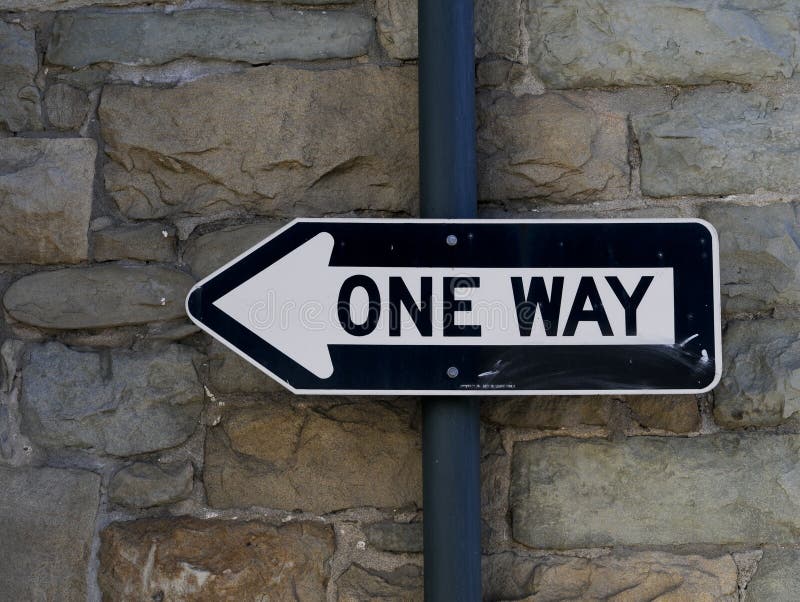 One way sign stock image. Image of wall, white, stone - 47964419