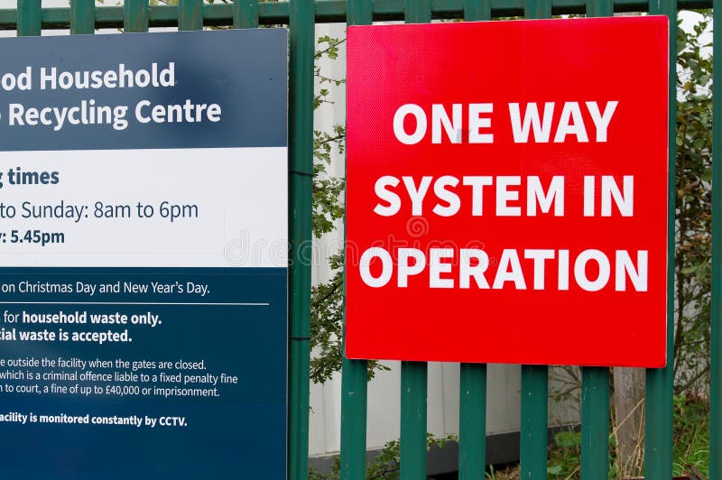 One Way System in Operation Sign at Construction Site Editorial Stock ...