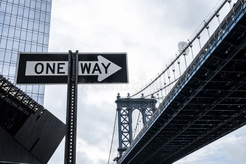 One way to the bridge stock image. Image of construction - 197527997