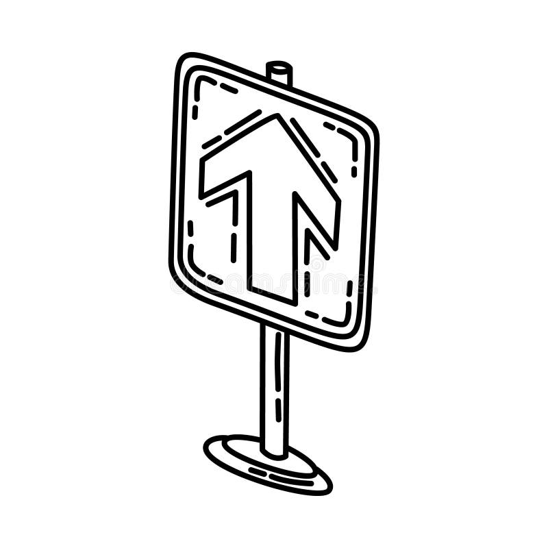 One Way Traffic Icon. Doodle Hand Drawn or Outline Icon Style Stock ...