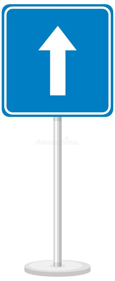 One Way Traffic Road Sign White Arrow Blue Background Stock ...