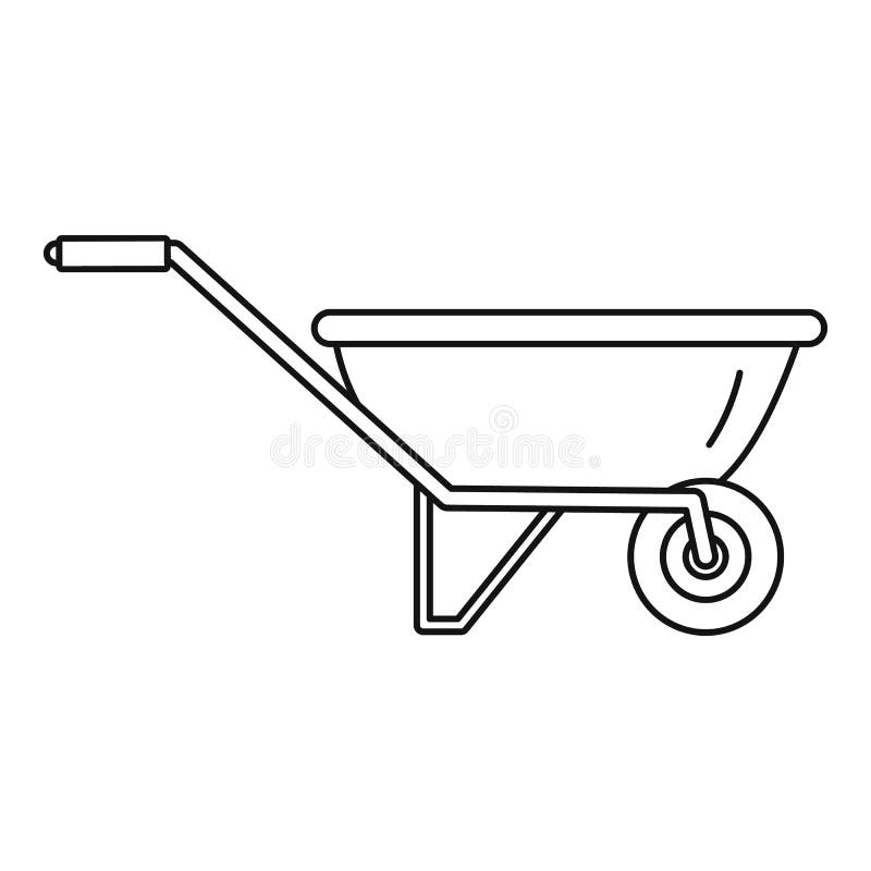 One Wheel Barrow Icon, Outline Style Stock Illustration - Illustration ...