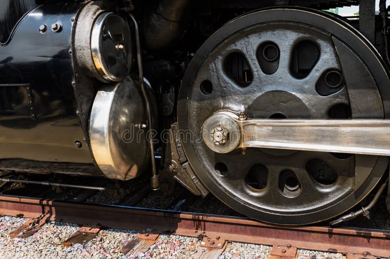 One Wheel of Vintage Steam Engine Stock Photo - Image of railroad, iron ...