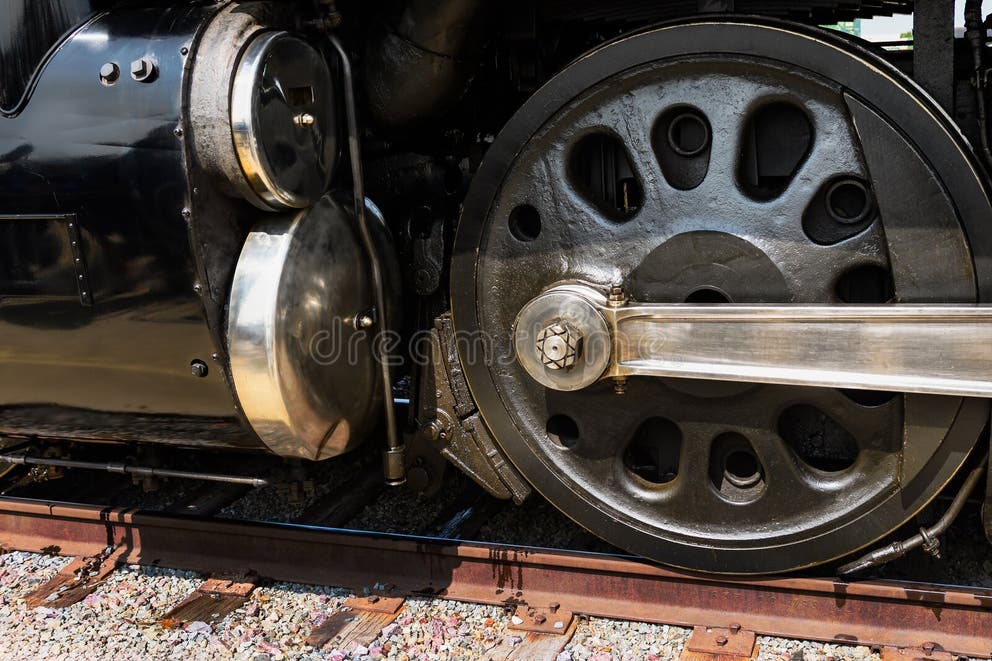 One Wheel of Vintage Steam Engine Stock Photo - Image of railroad, iron ...