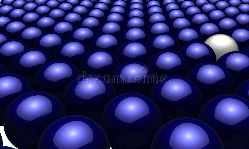 One White Ball in Amongst Many Blue Balls Stock Illustration ...