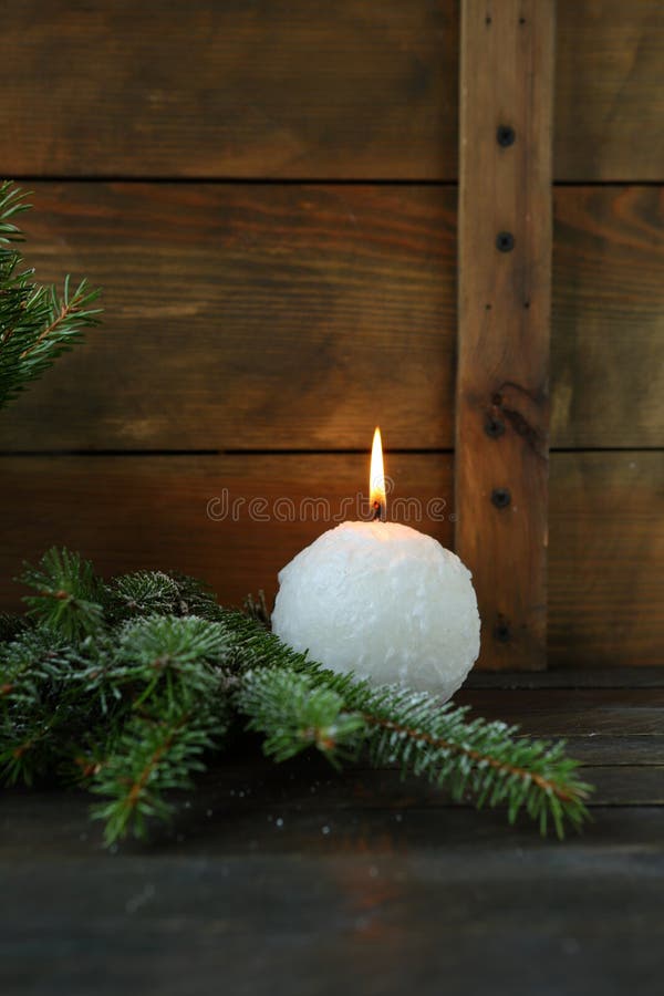 One White Christmas Candles Stock Image - Image of burning, celebration ...